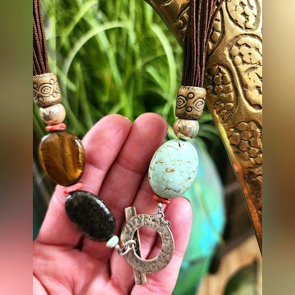 Silpada | Jewelry | Silpada Brown Cord Multi Stone Necklace N981 | Poshmark